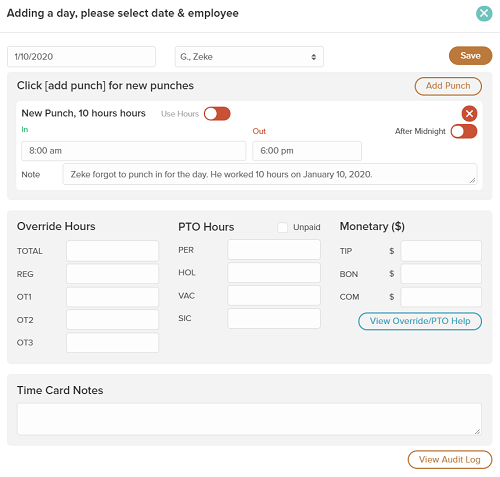 Hand Enter and Manually Adjust Hours Worked by Employees | OnTheClock
